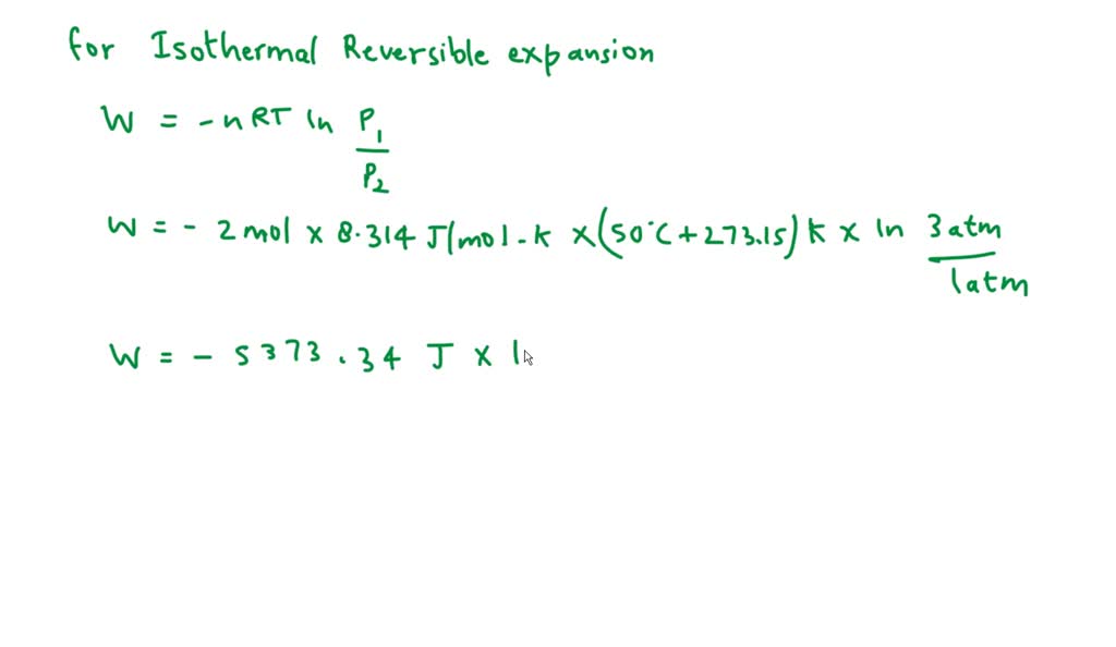 Find ∆E,q and w if 2 moles of hydrogen at 3 atm pressure expand isothermally at 50°c and ...
