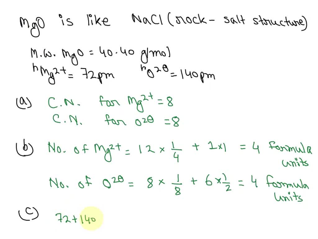 SOLVED Problem 2 MgO Has Rock Salt Structure Do The Following a