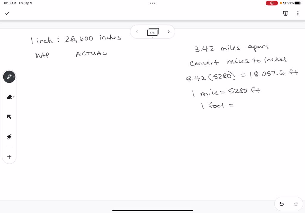 SOLVED: A map has the scale of 1 inch =80 miles. What is the actual ...