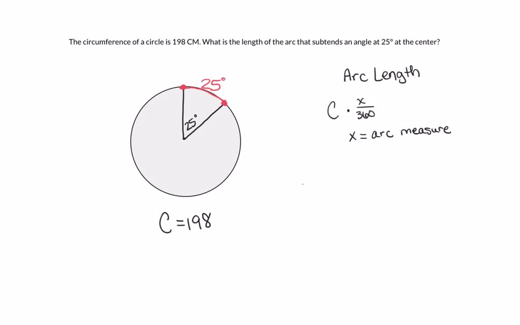 SOLVED: The circumference of a circle is 198 cm. What the center ...