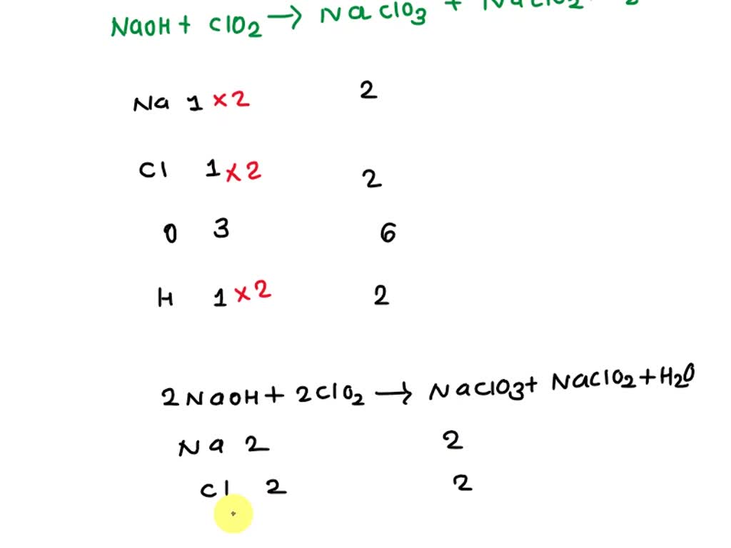 SOLVED: Chlorine dioxide reacts with sodium hydroxide to produce sodium ...