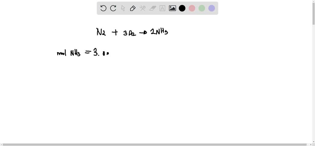 SOLVED: For the following balanced reaction: N2 + 3H2 = 2NH3, if 20 moles of N2 reacts with ...