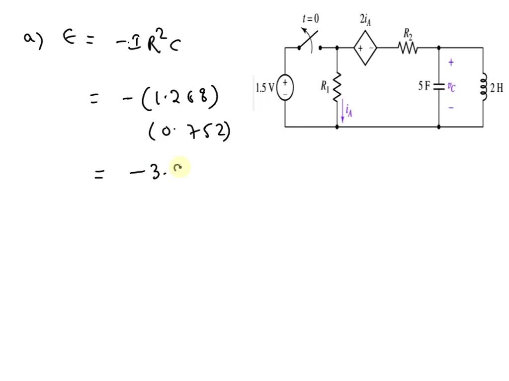 SOLVED: 20. For the circuit represented by Fig. 9.42, the two resistor values are R1 = 0.752 Î ...