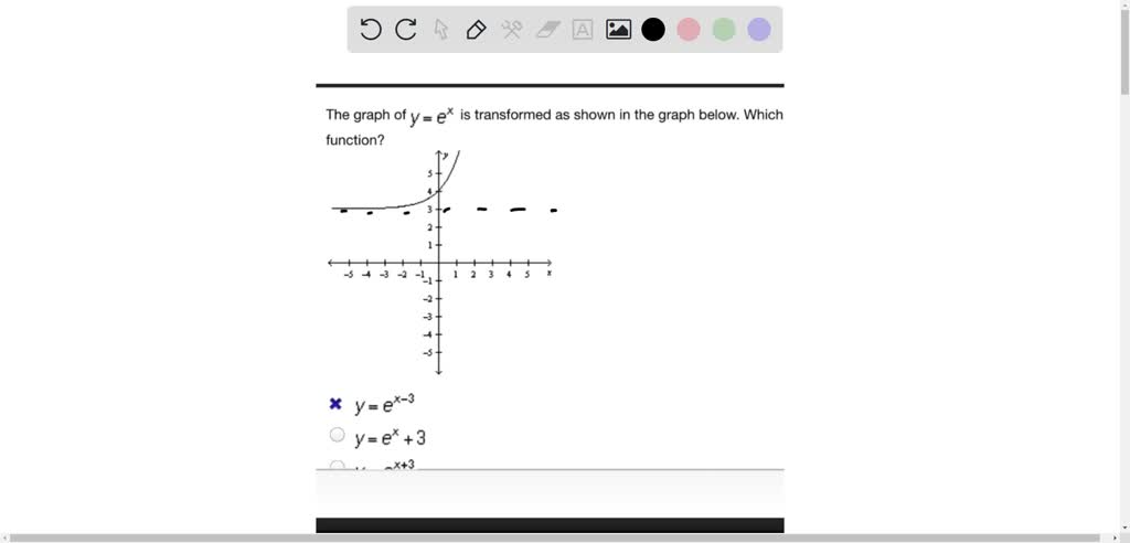 SOLVED: 'The graph of y =ex is transformed as shown in the graph below ...