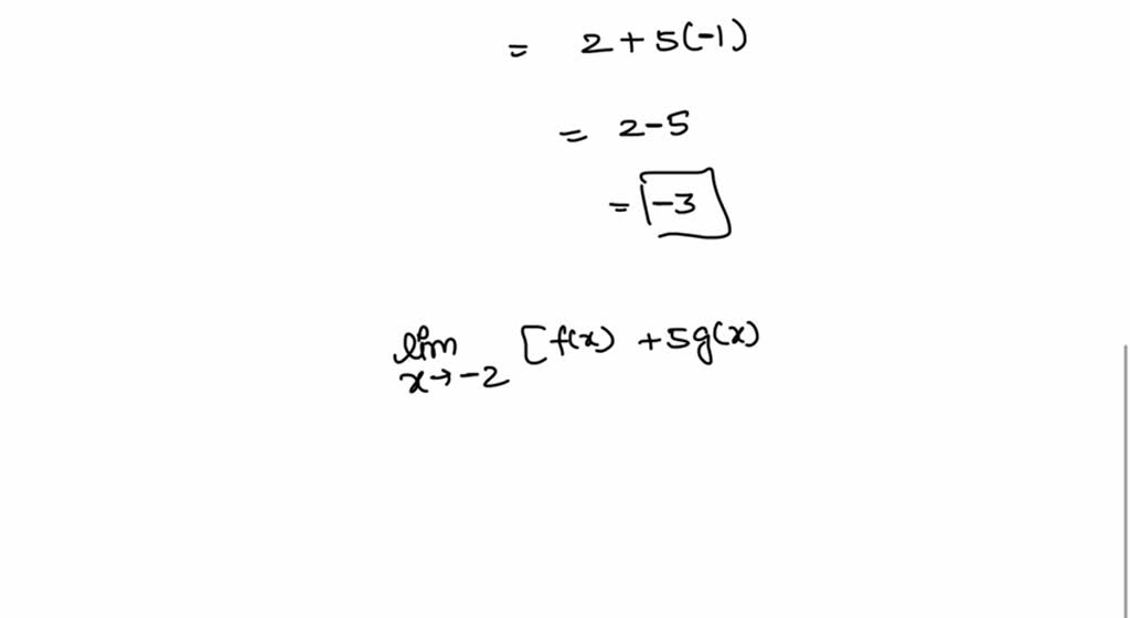 SOLVED: Evaluate the following limits by hand using the graphs of f and g. Provide work and ...