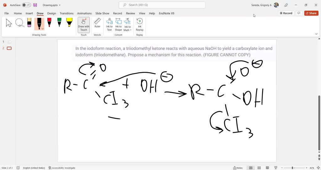SOLVED: In the iodoform reaction, a triiodomethyl ketone reacts with ...