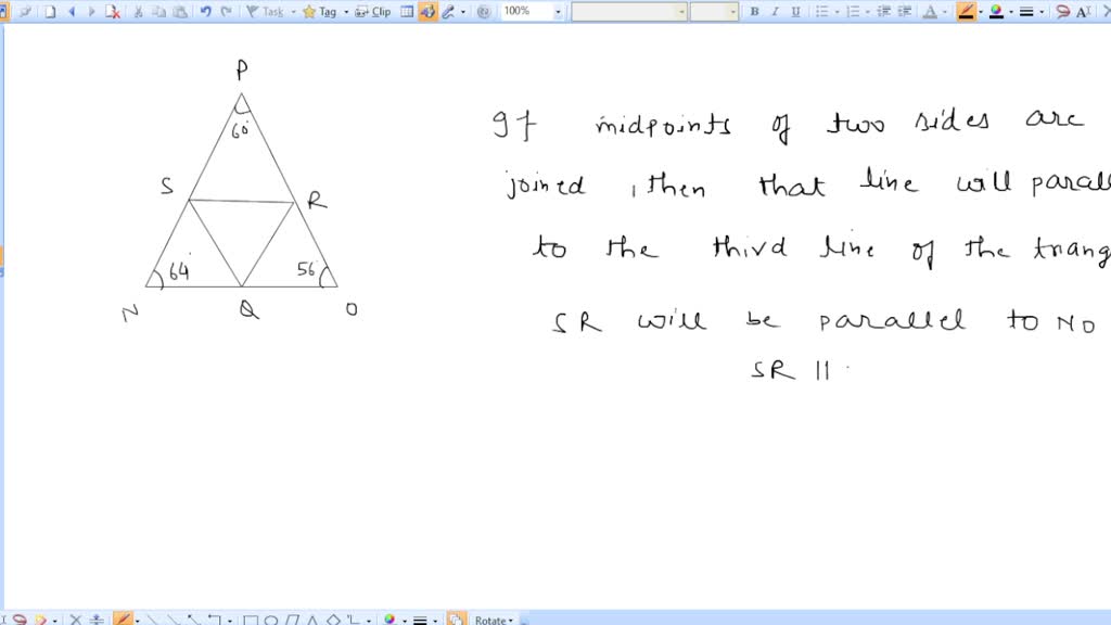 SOLVED: Triangle QRS is formed by connecting the midpoints of the side of triangle NOP The ...