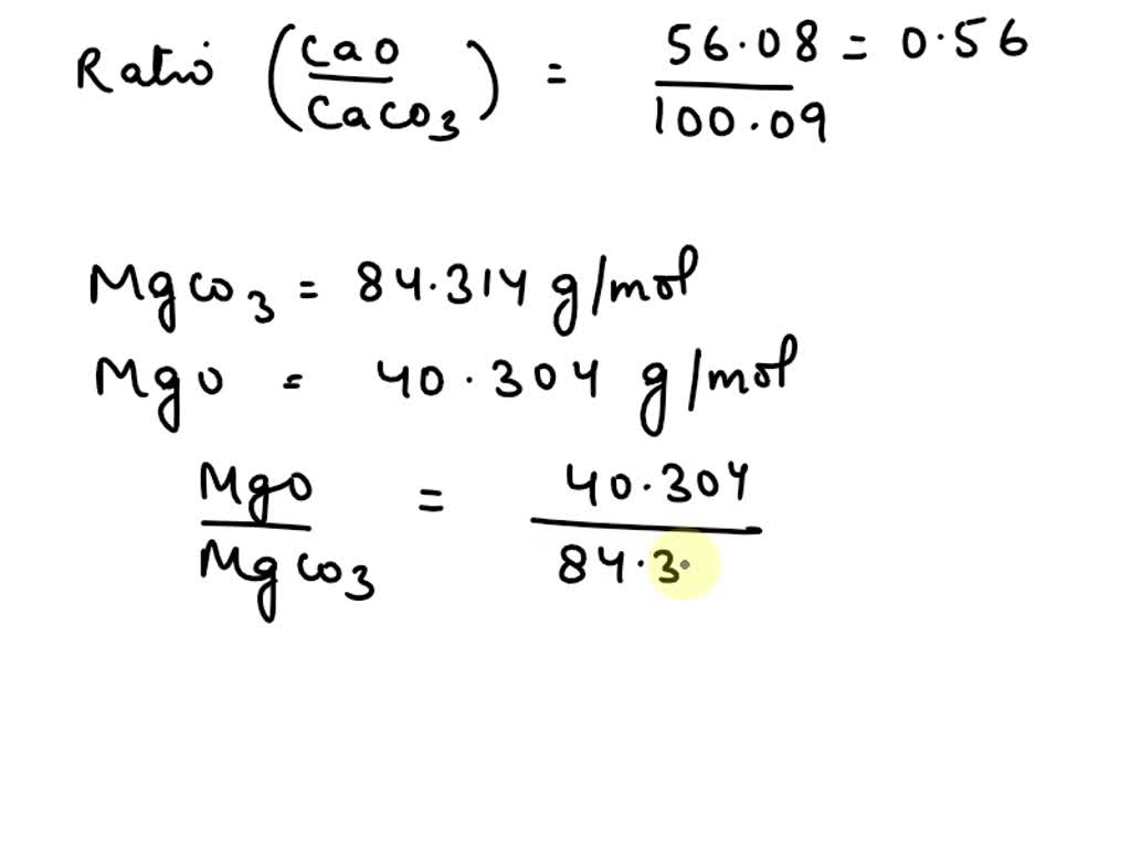 SOLVED: A sample containing only CaCO3 (100.09 g/mol) and MgCO3 (84.314 ...