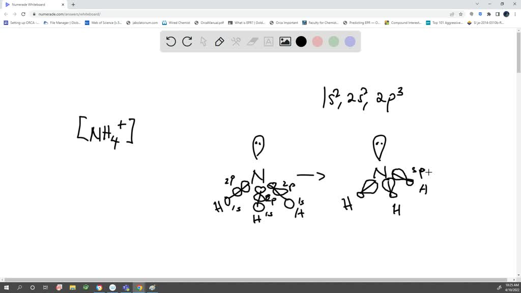 SOLVED: Draw a ligand orbital approach to describe the bonding in [NH4+]. Draw schematic ...