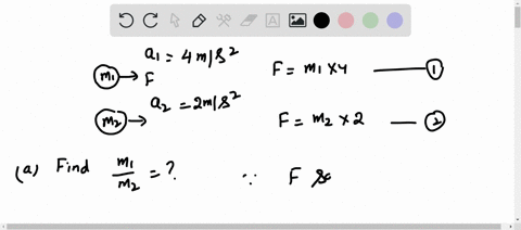 a force f with arrow applied to an object of mass m1 produces an acceleration of 400 ms2 the ...
