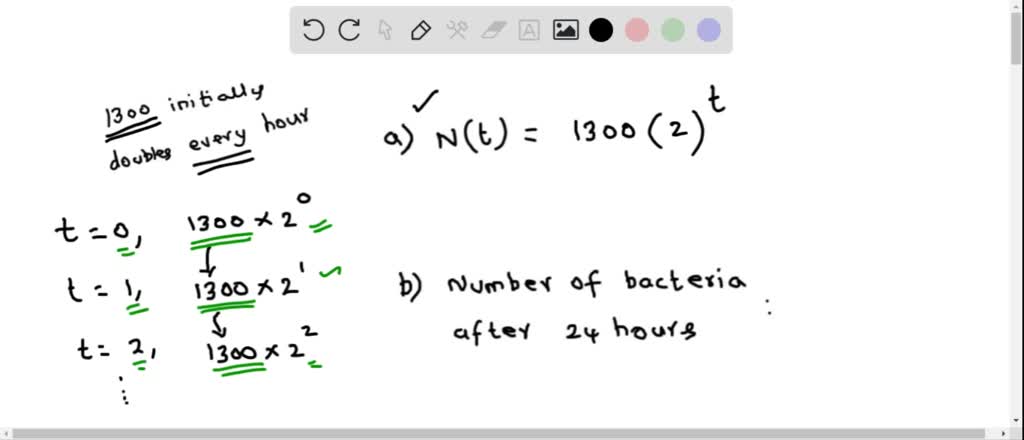 SOLVED: A bacteria culture contains 30 bacteria initially and triples every hour. Find a ...