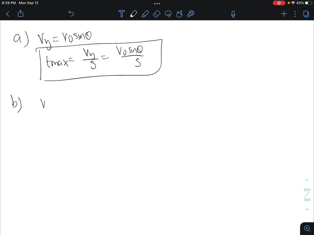 SOLVED: The position as a function of time (x(t), (t)) of a projectile fired with a speed of v0 ...