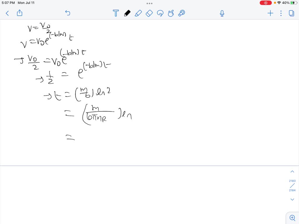 SOLVED: An object moving in a liquid experiences a linear drag force ...