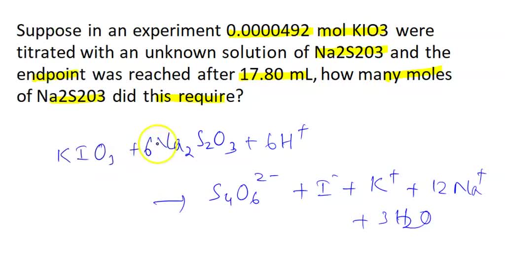 SOLVED: Suppose in an experiment to determine the amount of sodium hypochlorite in bleach, 0. ...