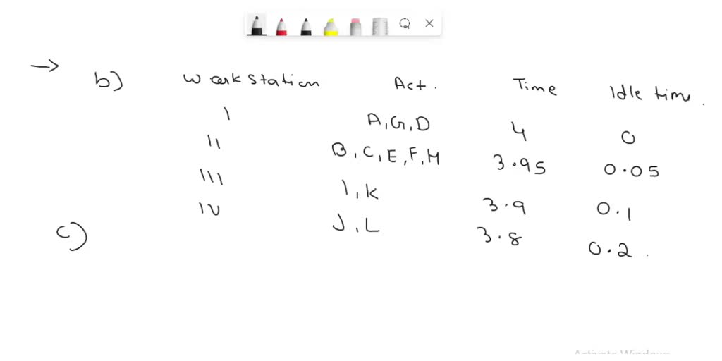 b. Develop workstation assignments using the "largest eligible task ...
