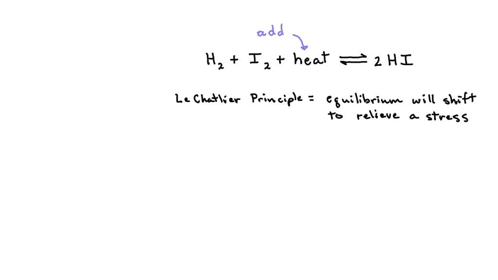 SOLVED: Consider the chemical reaction in equilibrium: H2 + I2 + heat â ...