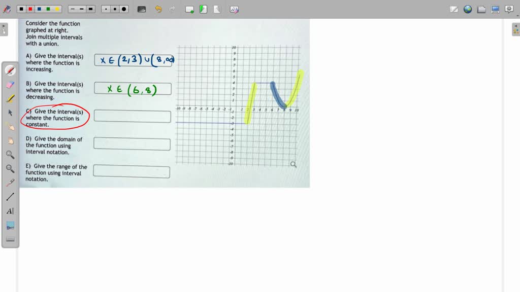 SOLVED: Consider the function graphed at right: Join multiple intervals ...