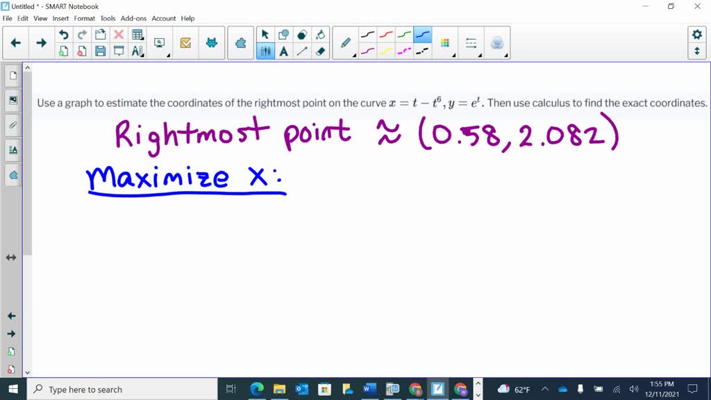 SOLVED: Use a graph to estimate the coordinates of the rightmost point ...