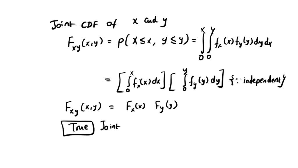 SOLVED: Exercise: Independence and CDFs 2 Punkte mÃ¶glich (benotet) a) Suppose that X and Y are ...