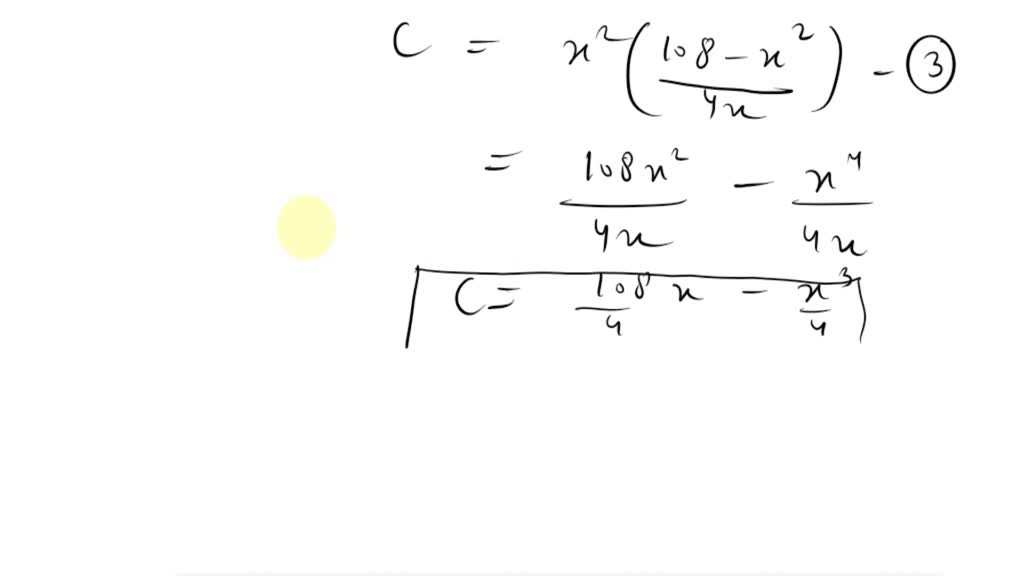 SOLVED: box has square base and fixed outer An open rectangular surface area of 108 cm?. T + Acy ...