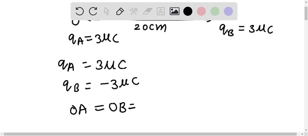 SOLVED: Two point charges qA?=3 ?C and qB?=3 ?C are located 20 cm apart in vacuum. If a negative ...