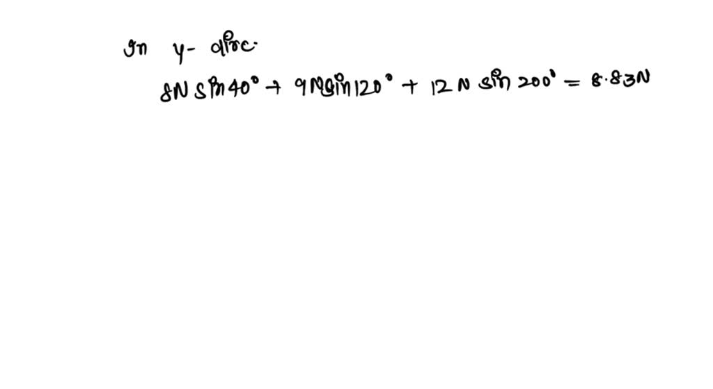 Solved Determine The Resultant Of The Following 8 0 N At 40° 9 0 N At 120° And 12 0 N At 200