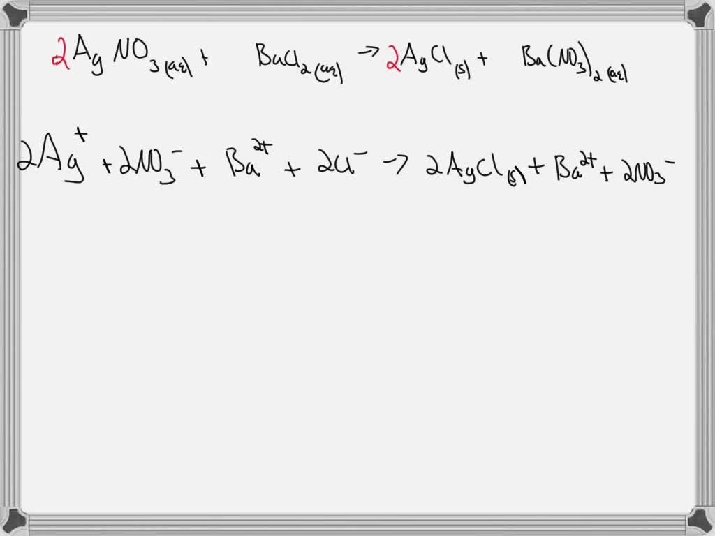 SOLVED: An excess of aqueous silver nitrate is added to aqueous barium chloride and the ...
