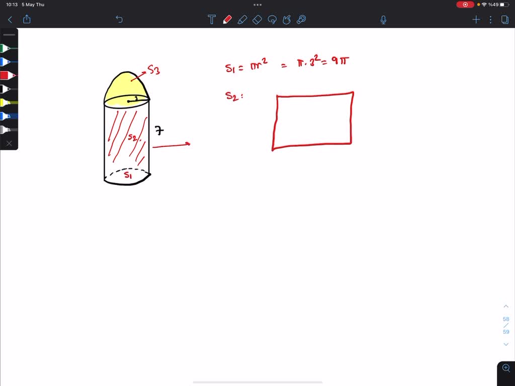 SOLVED: The figure shows a container in the shape of a circular cylinder topped by a hemisphere ...