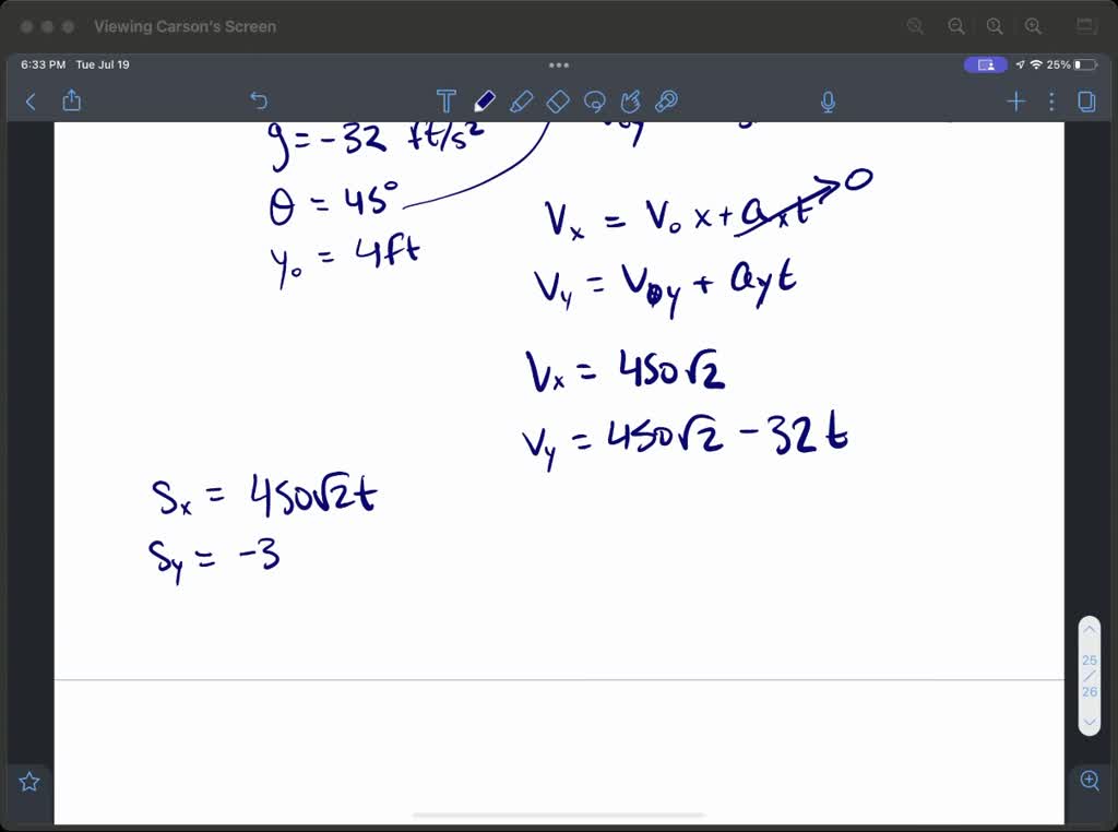 SOLVED: Use the model for projectile motion, assuming there is no air ...