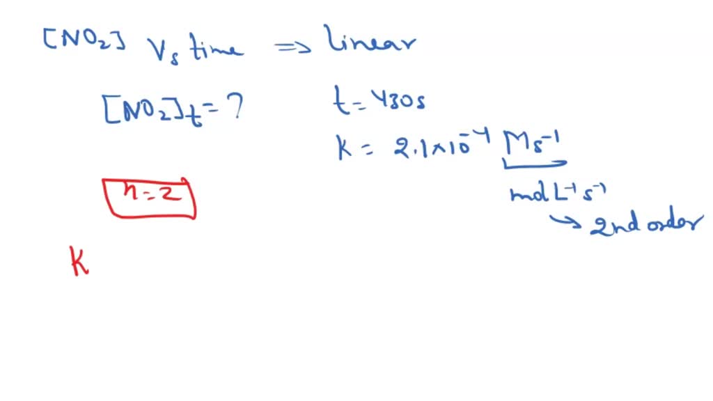 SOLVED: A plot of [NO2] vs. time is linear. Determine the concentration ...
