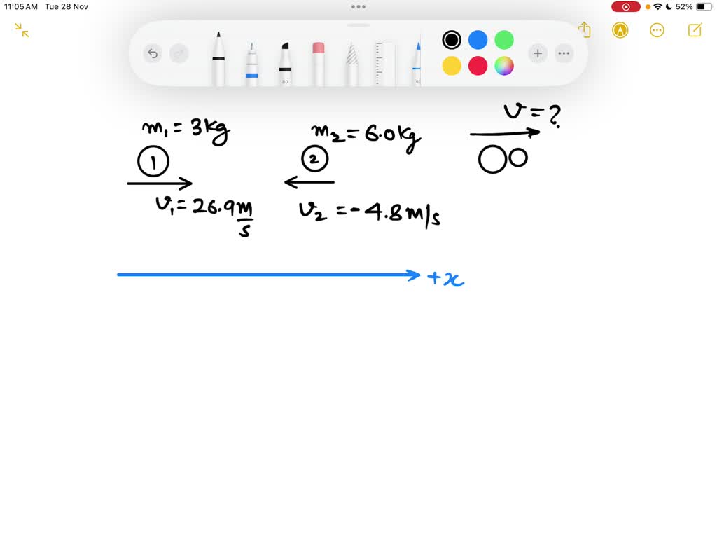 Solved A 3 0 Kg Object Is Moving To The Right At 26 9 M S It Collides
