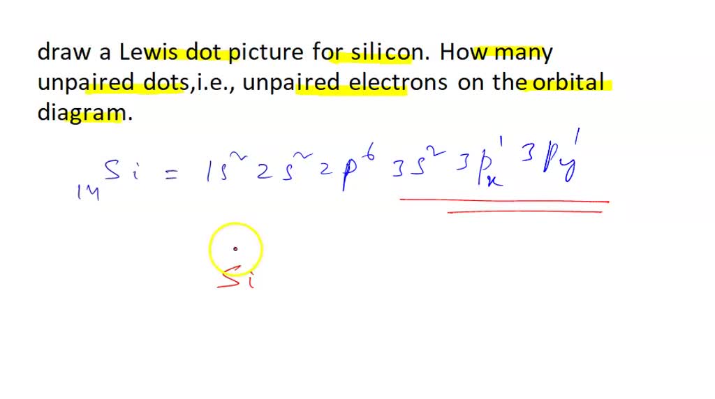 SOLVED: draw a Lewis dot picture for silicon How many unpaired dots on ...