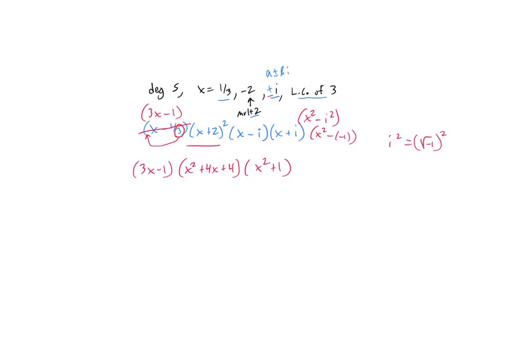 Solved Find The Polynomial Px Of Degree 5 With Integer Coefficients And Zeros 13 2 And I