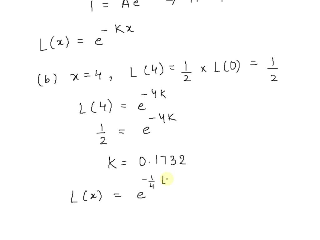 SOLVED: The light intensity, under water can be described by the ...