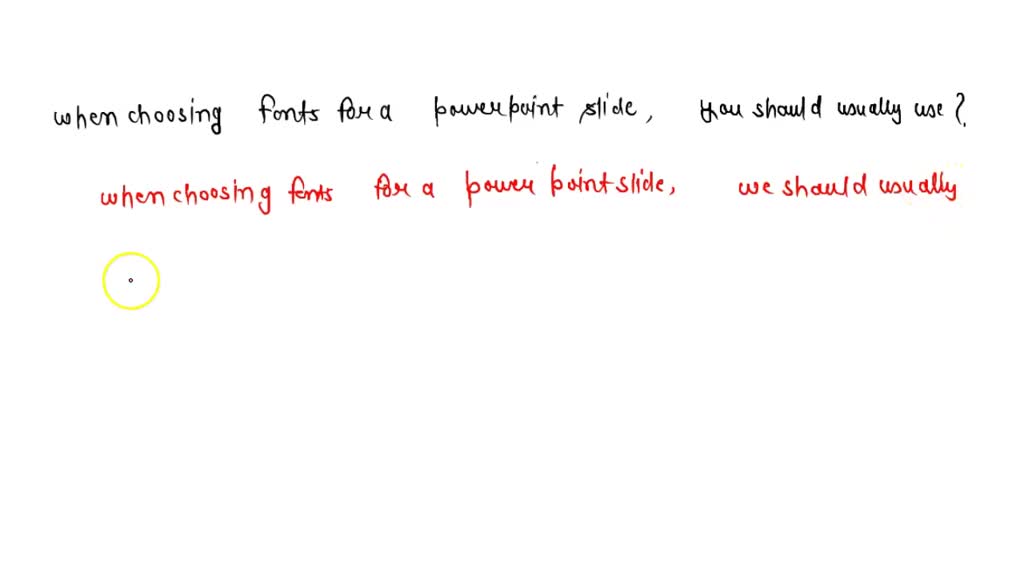 SOLVED: Select one: - Use script fonts for emphasis - Avoid boldface ...