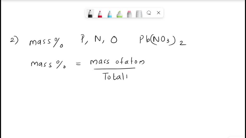SOLVED: Determine the molecular mass of Pb (NO3) 2 and the percent by ...
