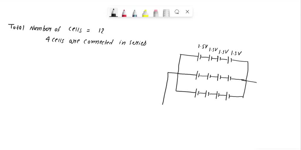 SOLVED: A bank of 12 cells is connected into 3 parallel branches ...