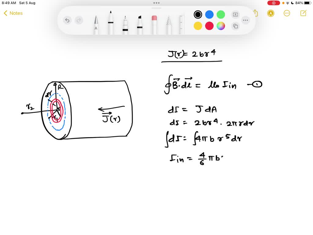 SOLVED: long, cylindrical conductor of radius carries current as shown in the figure below: The ...