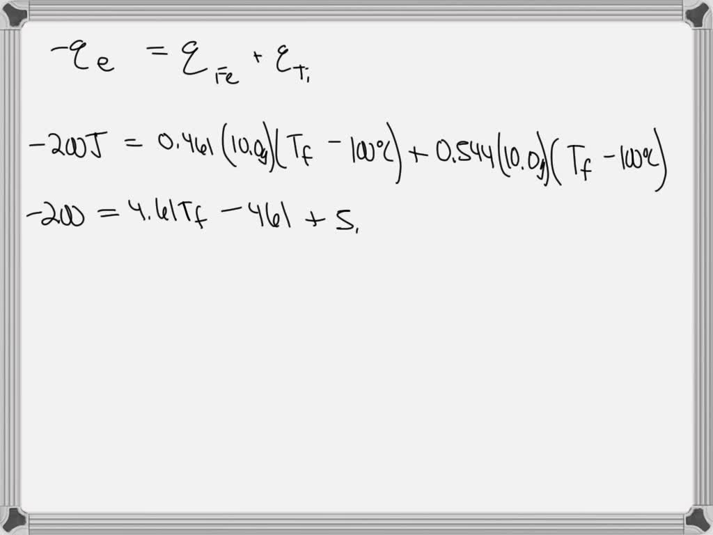 SOLVED: The specific heat capacity of iron is 0.461 J/(g x K) and the ...