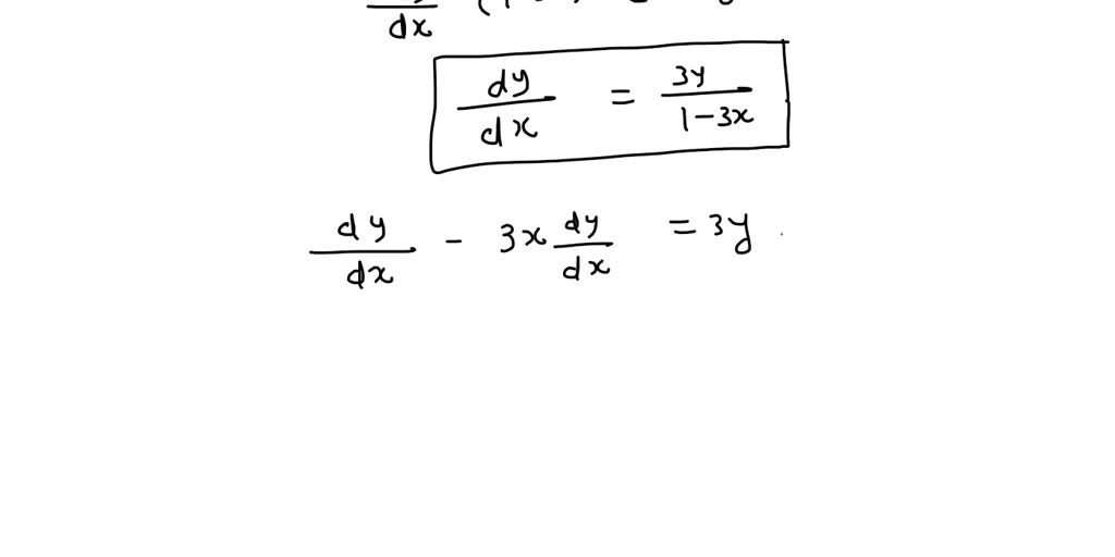 SOLVED: Let y be defined implicitly by the equation ln(3y) = 4xy. Use ...