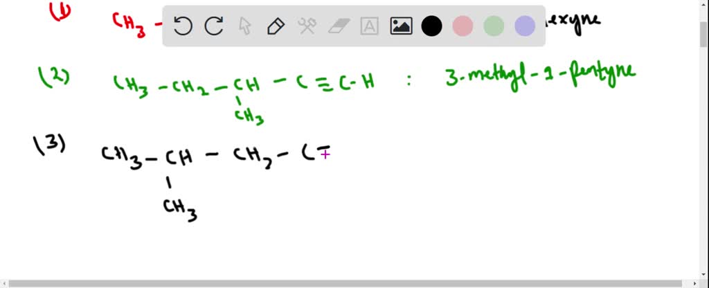 SOLVED: Give the structures and IUPAC names for all the alkynes with ...