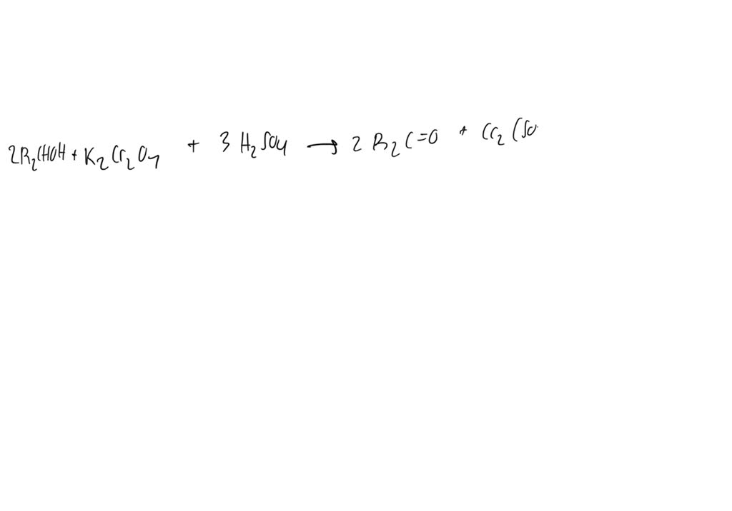 SOLVED: 1.1. Write balanced equation for the dichromate oxidation of a secondary alcohol that ...