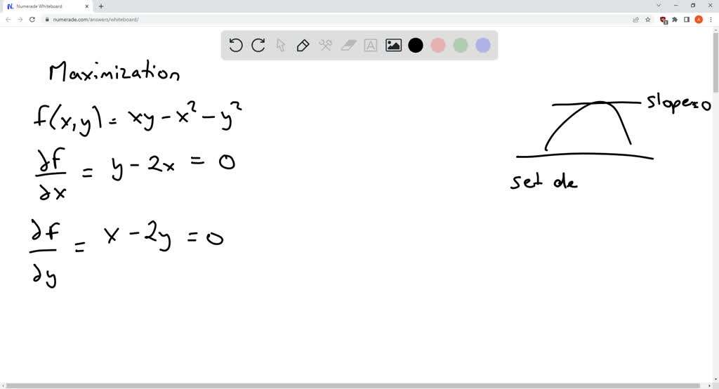 SOLVED: Consider the function: f(x, y) = xy - x^2 - y^2. Consider (x, y) âˆˆ R^2, that is, the ...