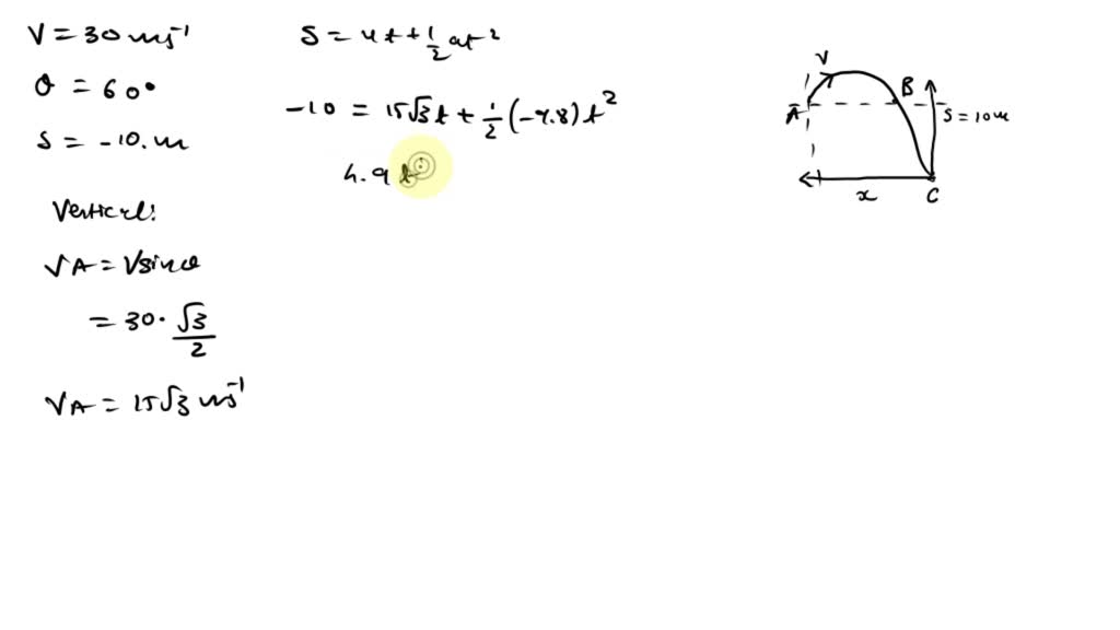 SOLVED: A large rock is ejected from a volcano with a speed of 30 m/s ...