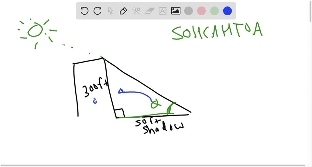 SOLVED: A building 300 ft high casts a shadow 50 ft long. What is the ...