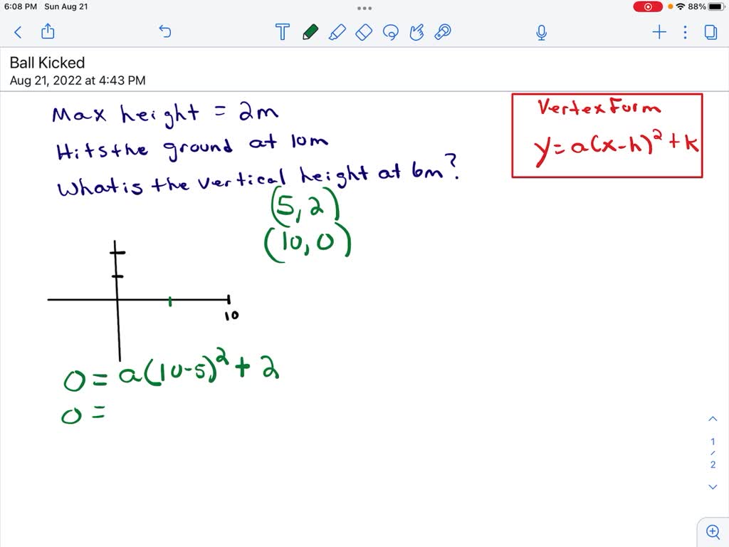 SOLVED: A ball is kicked from the ground and travelled a parabolic path ...