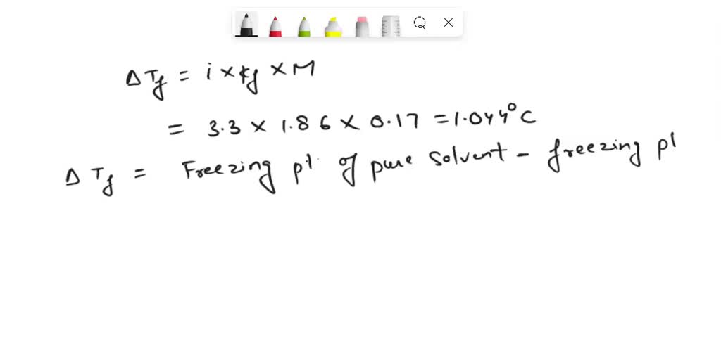 SOLVED: Calculate the freezing point of an aqueous 0.20 m solution of FeCl3 using a van't Hoff ...