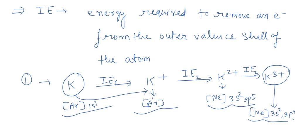 SOLVED: Predict where the largest jump between successive ionization energies occurs for K ...