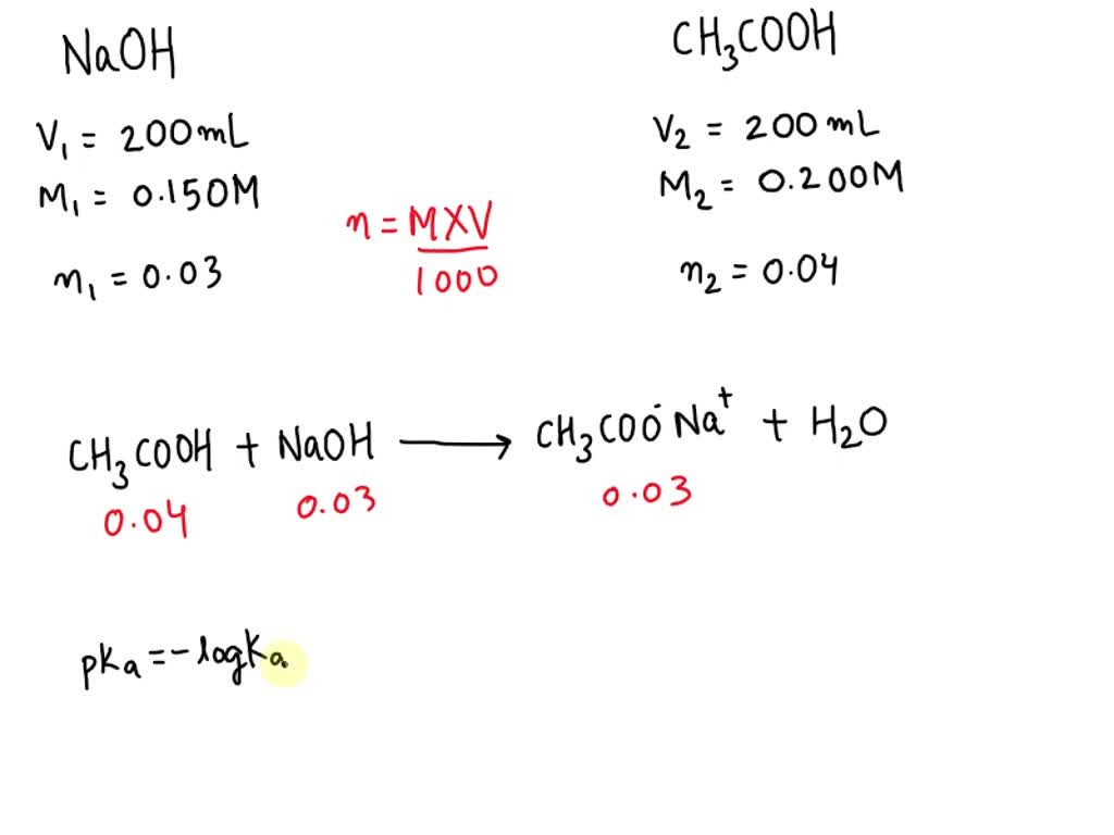 SOLVED: A buffer is prepared by mixing 200 mL of 0.150 M NaOH with 200 mL of 0.200 M acetic acid ...
