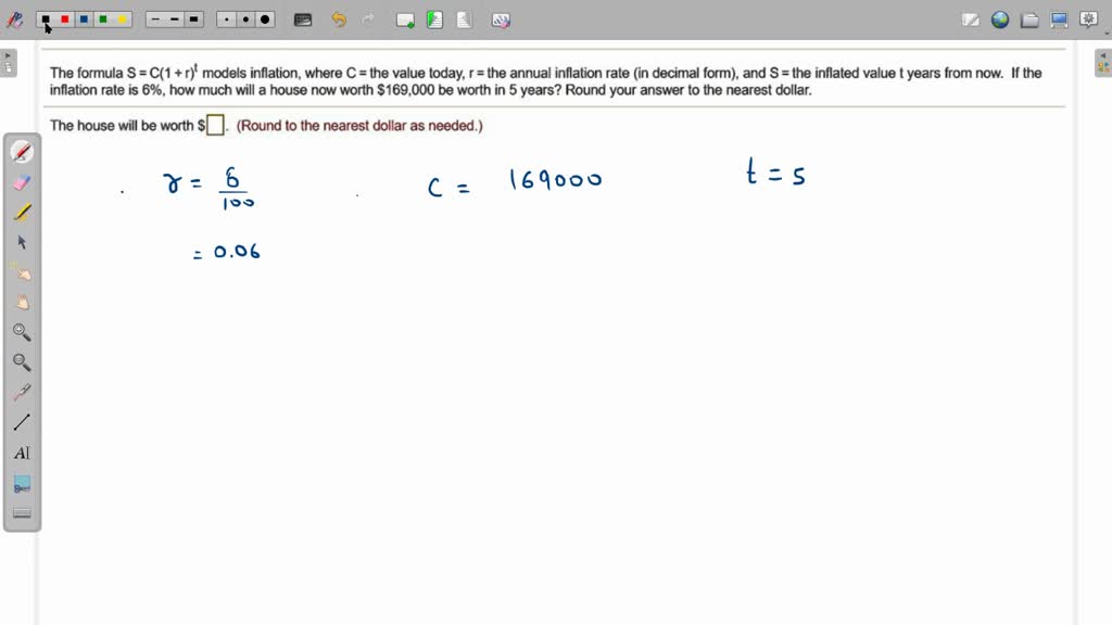 SOLVED: The formula S = C(1 + r)t models inflation, where C = the value ...